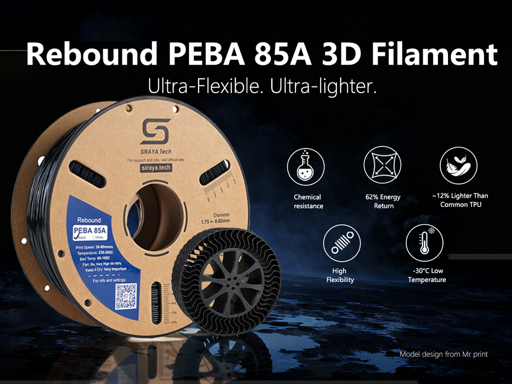 Fibreheart Rebound PEBA 85A Black Elastic Filament